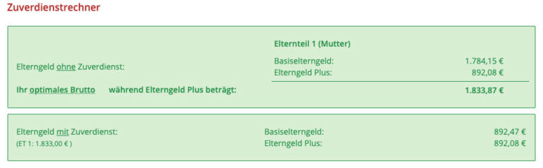 Elterngeld / Elterngeld Plus maximaler Zuverdienst | Berechnung